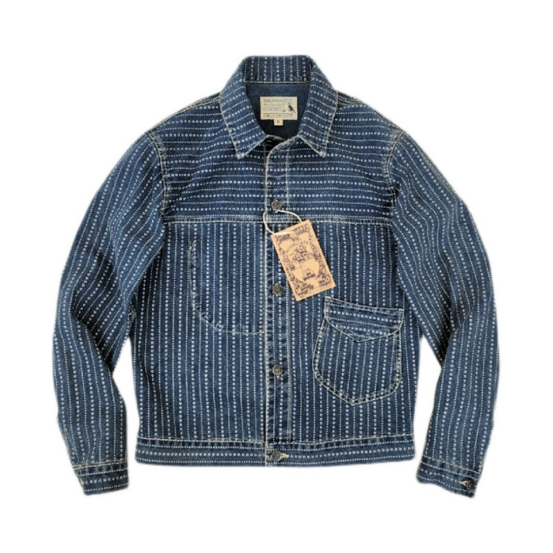 Men's Indigo Washed Jacquard Denim Jacket – Crush on Retro